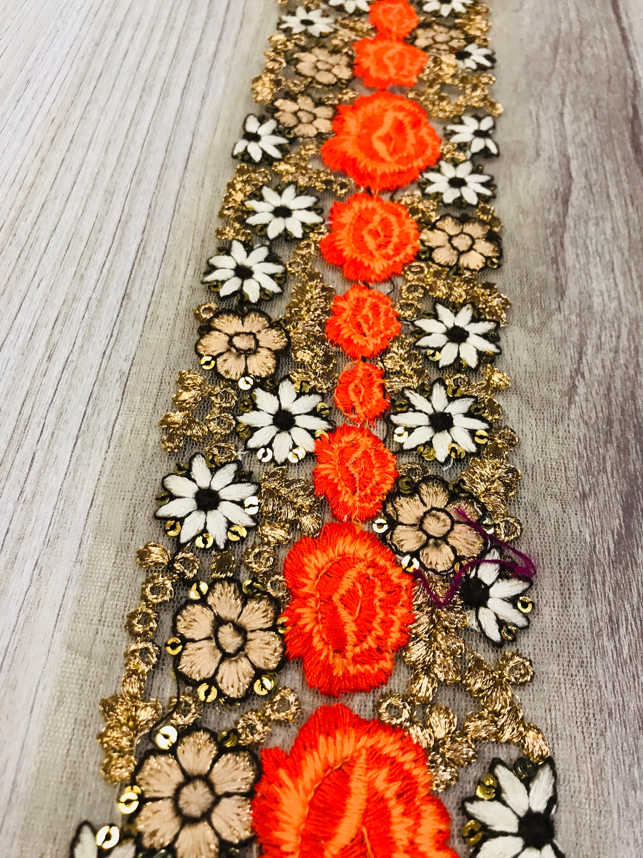 Floral Decorative Multi Color Trim Embroidered Sari Border - Etsy UK