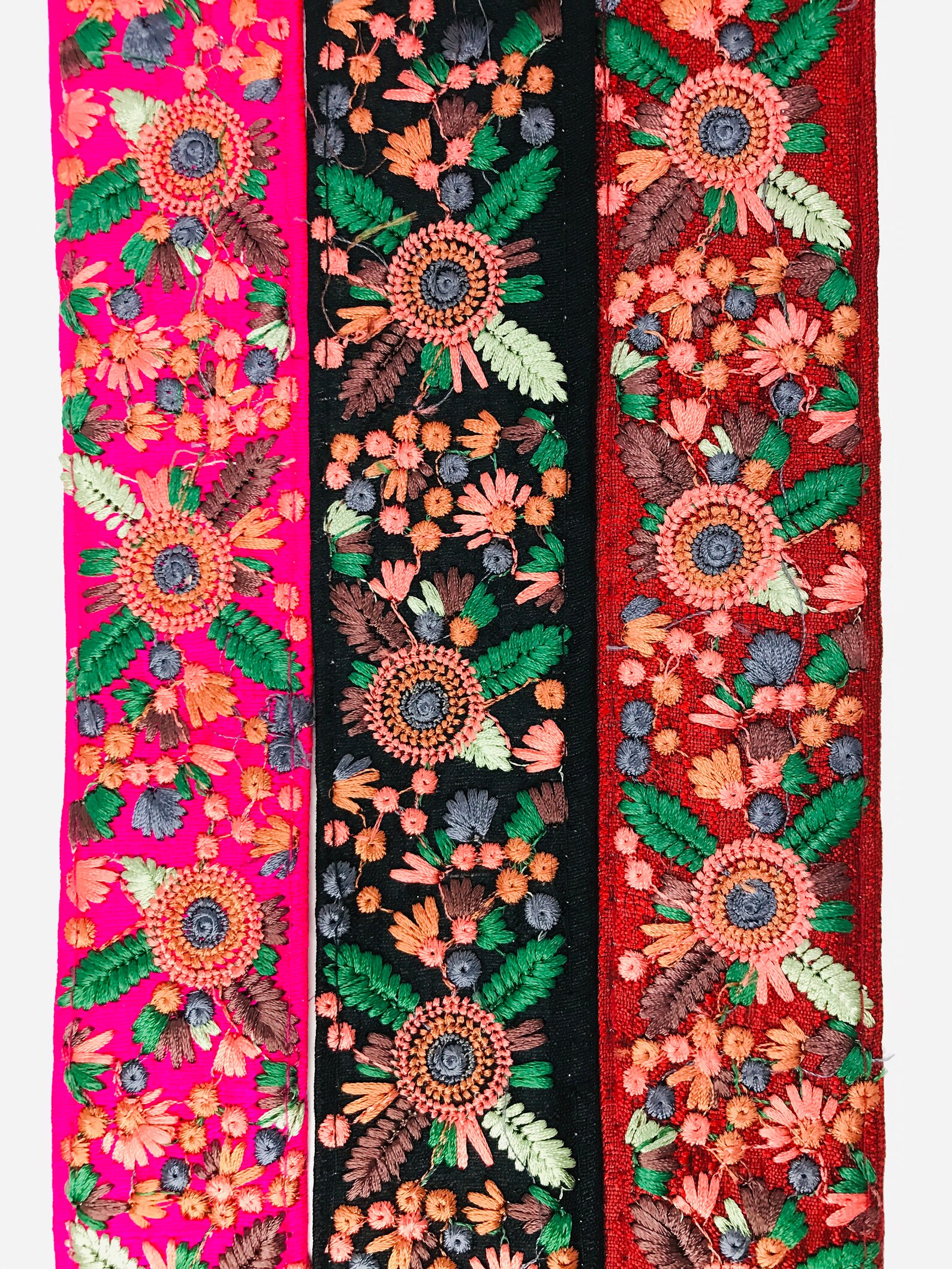 Floral Fabric Embroidered Border Ribbons Laces Trims From - Etsy