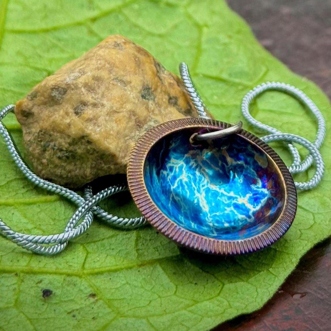Titanium Worry Stone Pendant • Rainbow Anodized Necklace • Minimalist ...