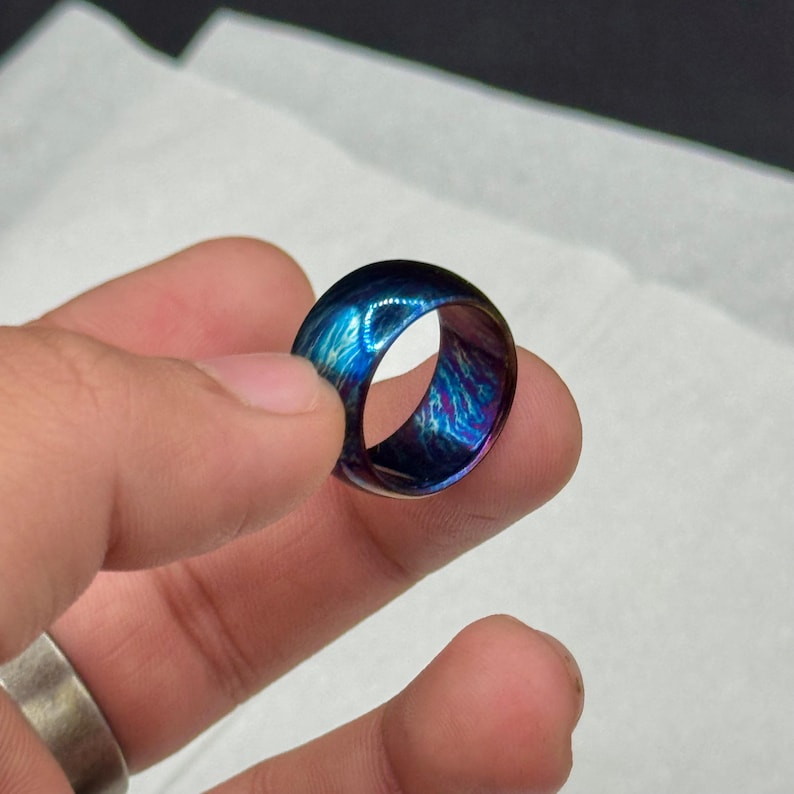 Rainbow Titanium Ring | Handmade Anodized Titanium Band | Custom Men’s ...