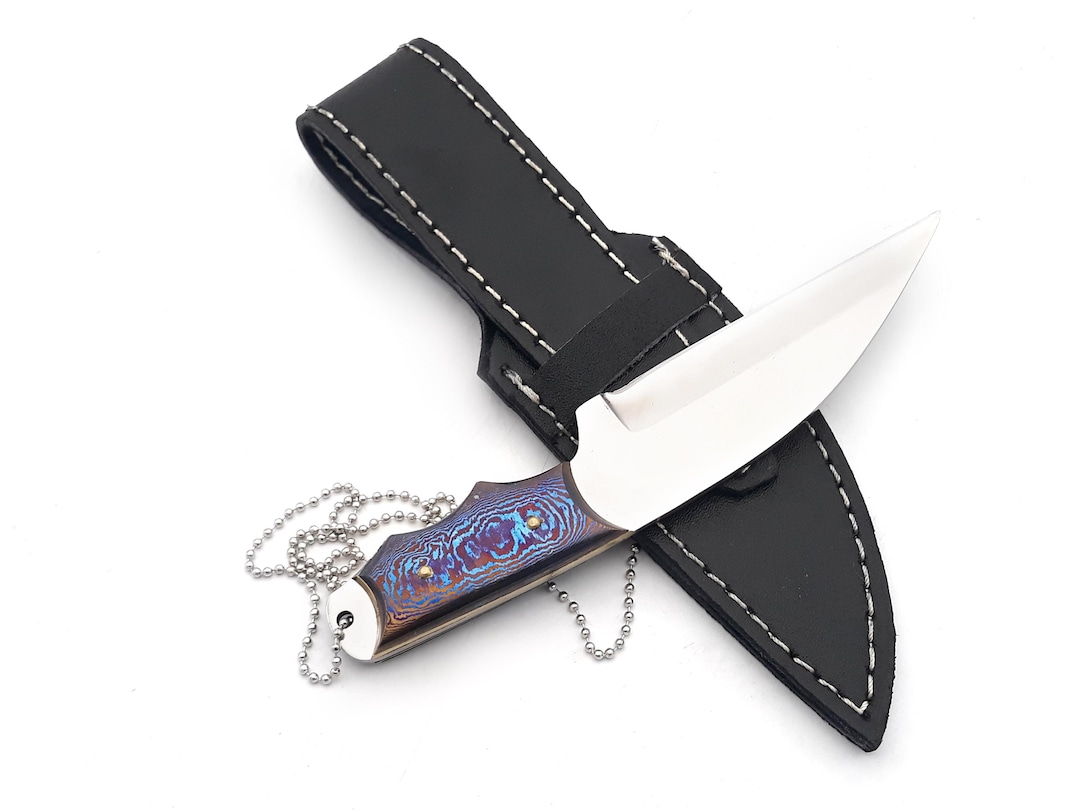 Handmade Mini Eagle Claw Knife Pocket Knife Titanium Damascus Mokuti Scales D2 Steel Blade ...