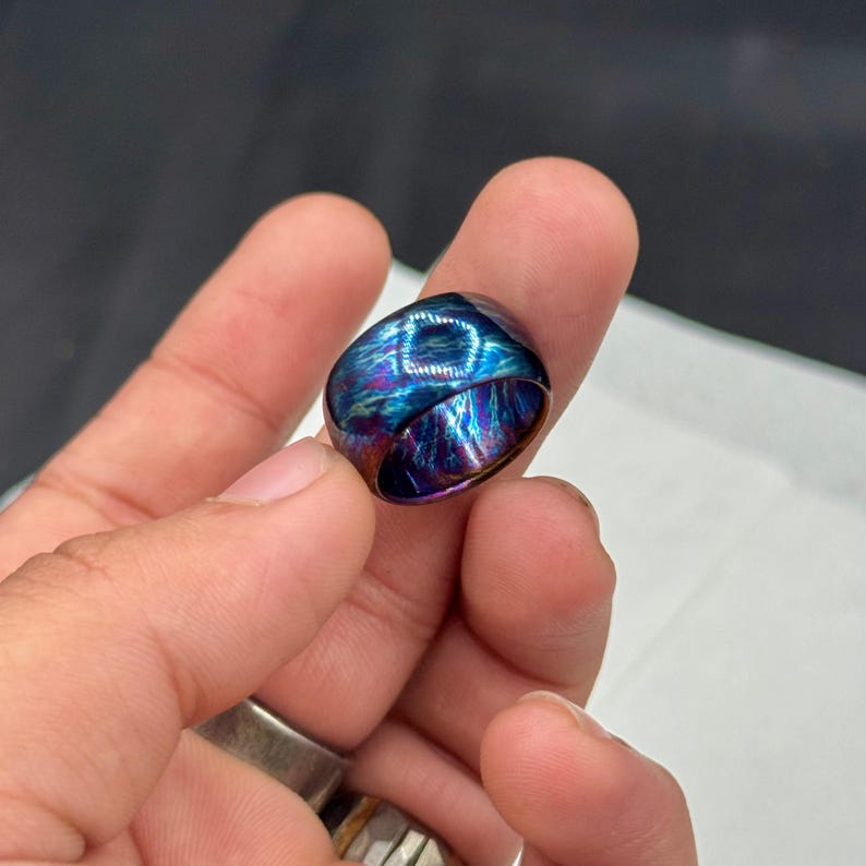 Rainbow Titanium Ring | Handmade Anodized Titanium Band | Custom Men’s ...