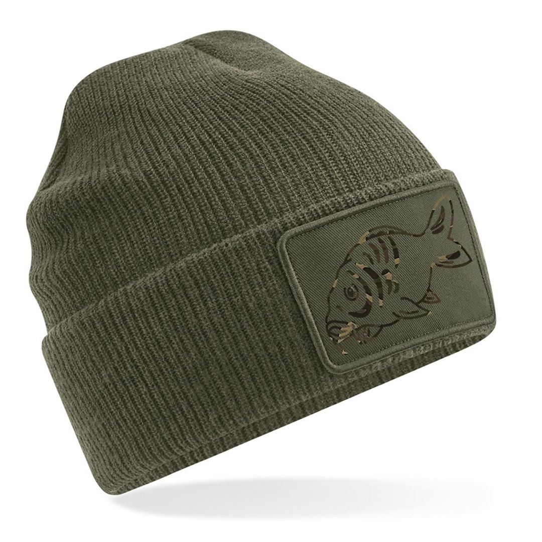 Large Camo Carp Logo - Carp Fishing Military Green Beanie Hat Ideal ...