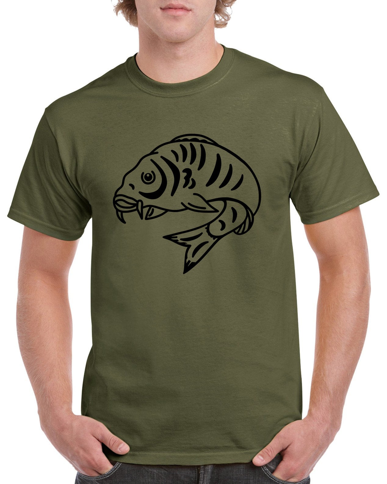 Carp Fishing Green or Black T Shirt With Black, Silver, White or Tan ...
