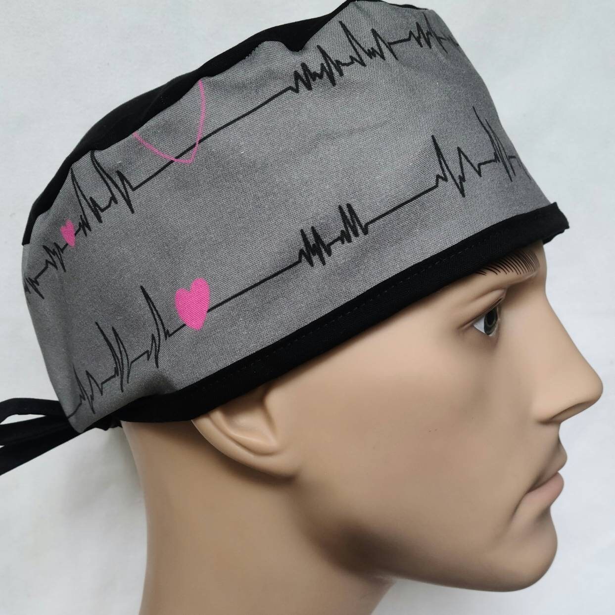 EKG ECG Heartbeats Surgical Scrub Hat Theatre Cap Tie in Back Hat - Etsy
