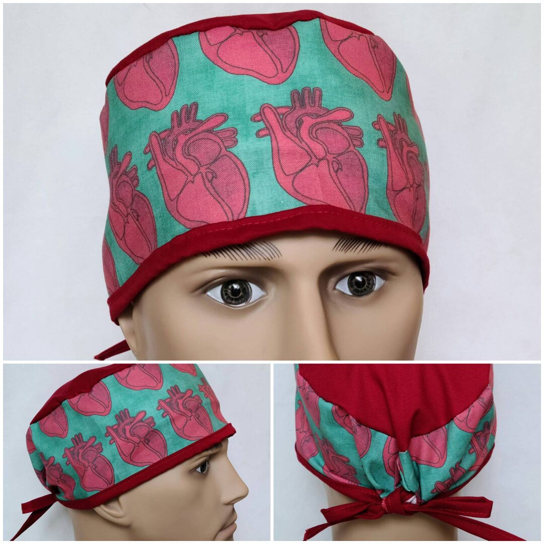 Heart Anatomic Surgical Scrub Hat Theatre Cap Tie in Back Hat - Etsy