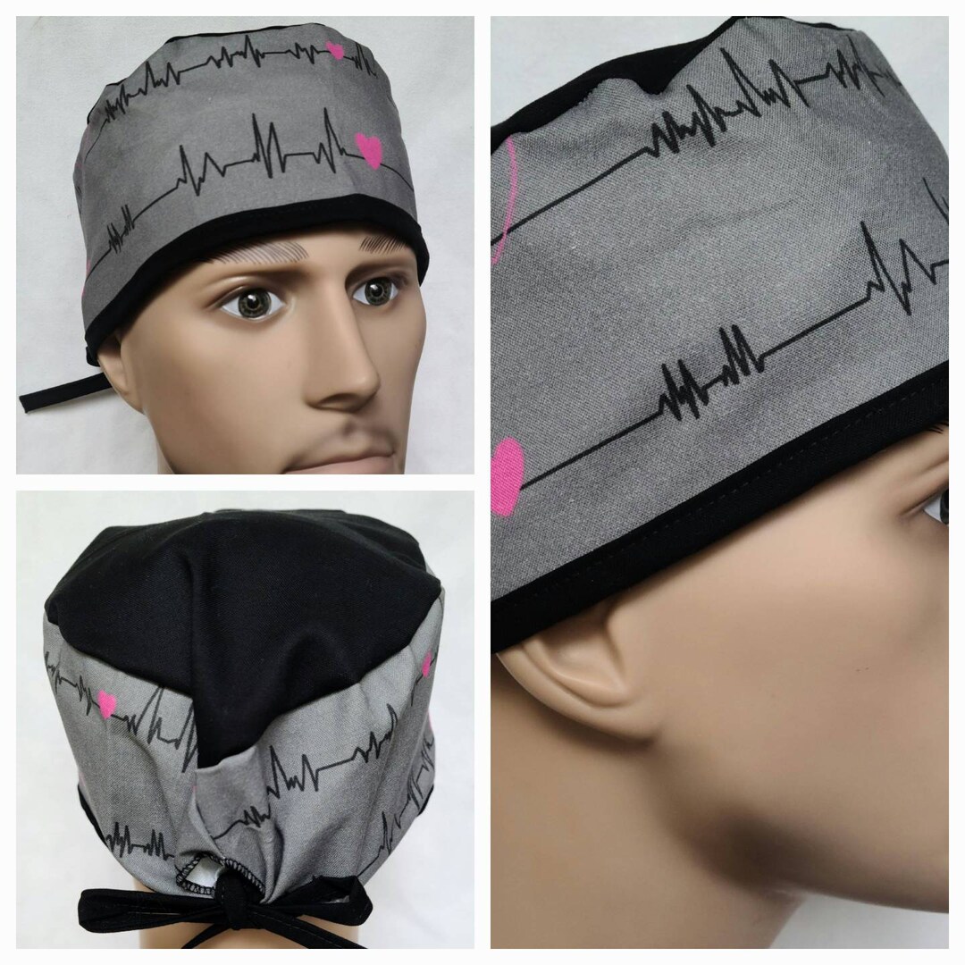 EKG ECG Heartbeats Surgical Scrub Hat Theatre Cap Tie in Back Hat - Etsy