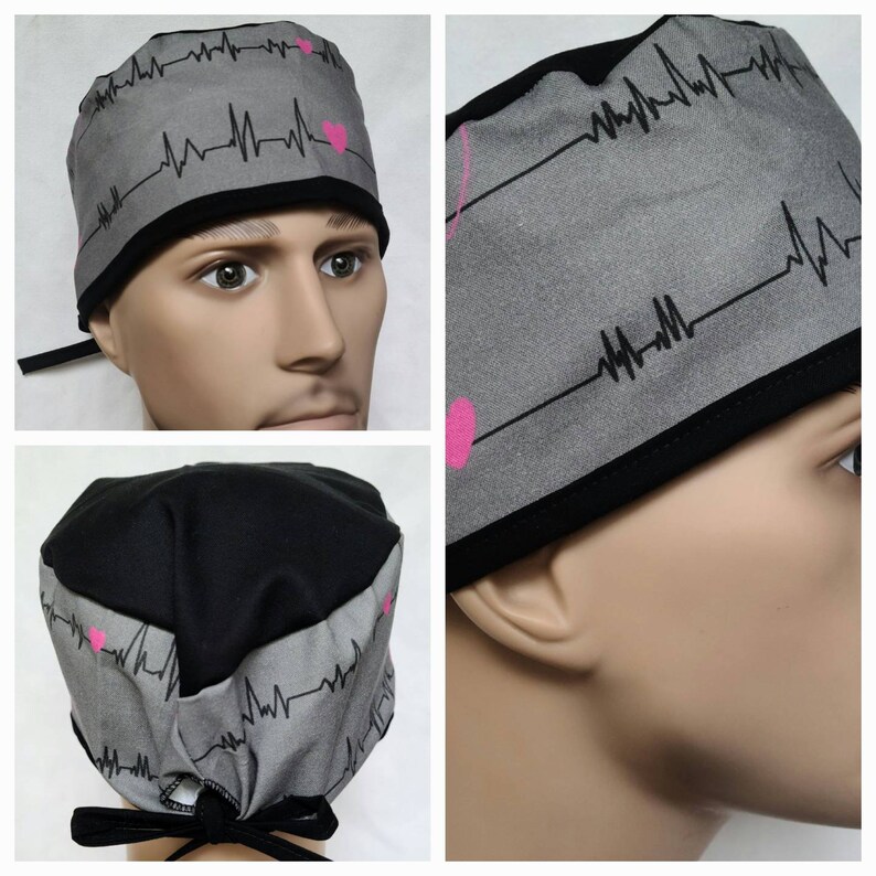 EKG ECG Heartbeats Surgical Scrub Hat Theatre Cap Tie in Back Hat - Etsy