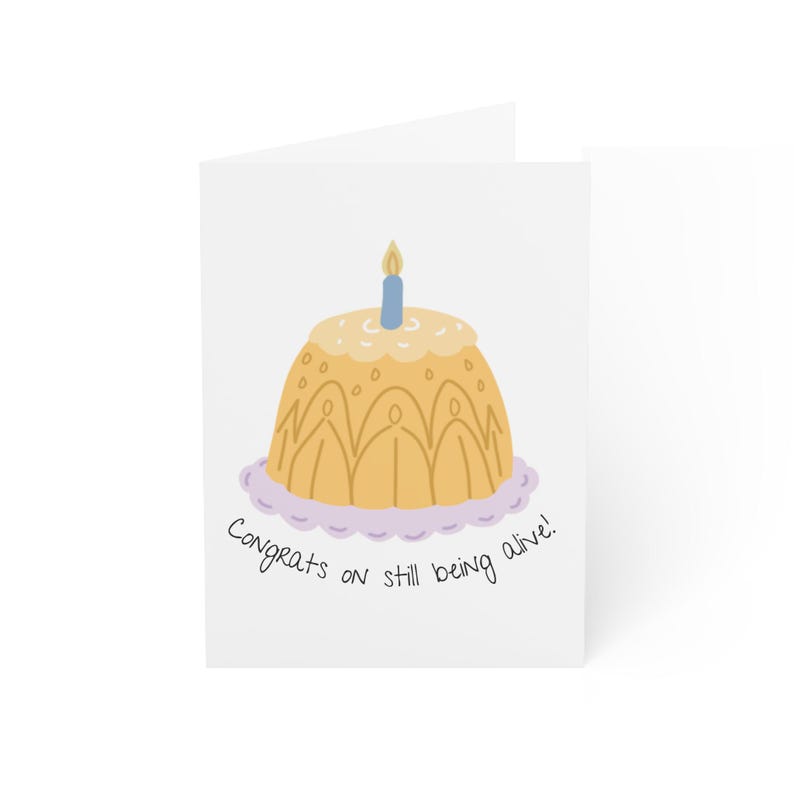 Funny 'being Alive' Birthday Card: Cake Celebration, Handmade Greeting ...