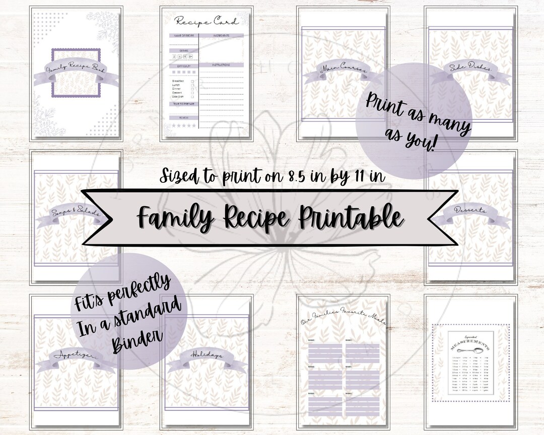 Printable Family Recipe - Etsy
