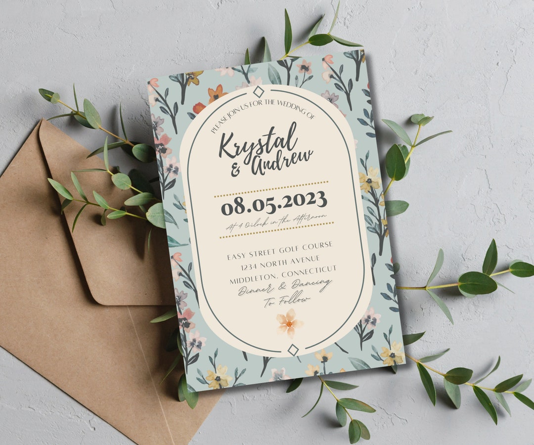 Wild Flower Invitation Template - Etsy