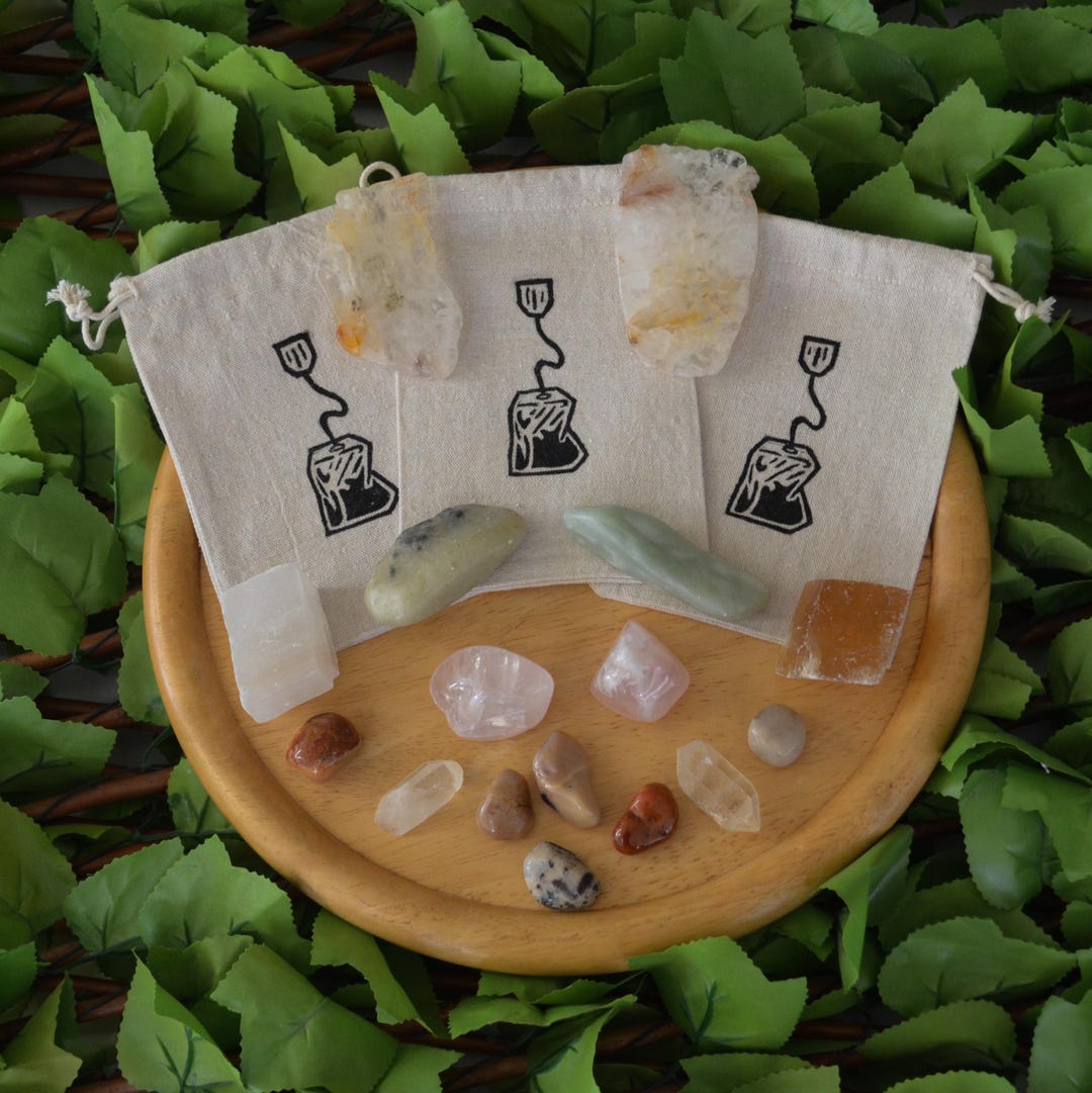 Chill Out Crystal Pack Lino Print Bag Ethically Sourced Crystals ...