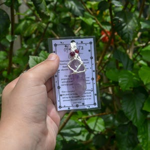Amethyst and Garnet Macrame Bamboo Necklace Double Terminated Amethyst ...
