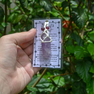 Amethyst and Garnet Macrame Bamboo Necklace Double Terminated Amethyst ...