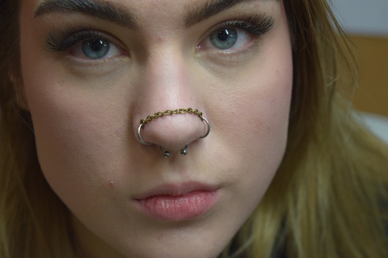 Nose Chain for Double Nostril Piercings Customizable Length - Etsy