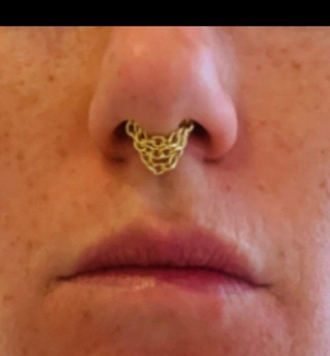 Septum Ring With Stacked Triple Chain, Septum Piercing, Stacked Septum ...