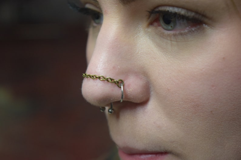 Nose Chain for Double Nostril Piercings Customizable Length - Etsy