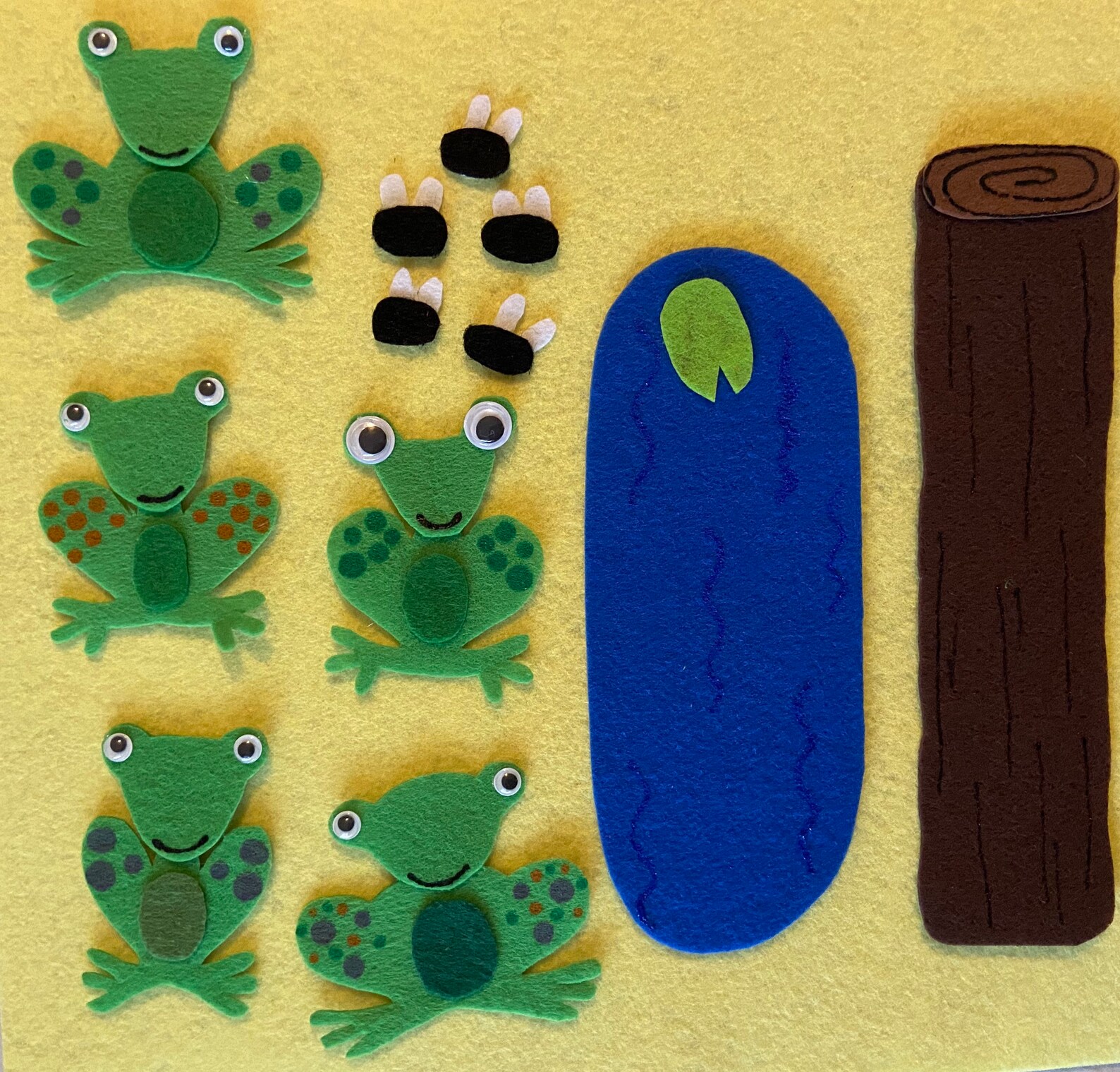 Five Speckled Frogs / Felt Storyboard / Felt Play / Preschool Songs / 5 ...