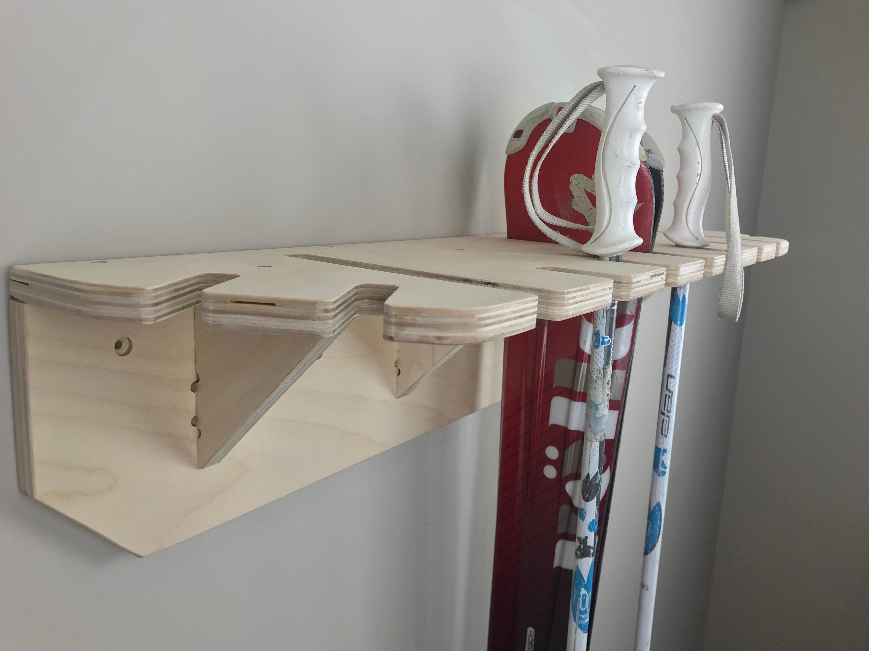 Triple Ski Rack Wall Mount / Wooden Ski Storage / Handmade Ski | Etsy