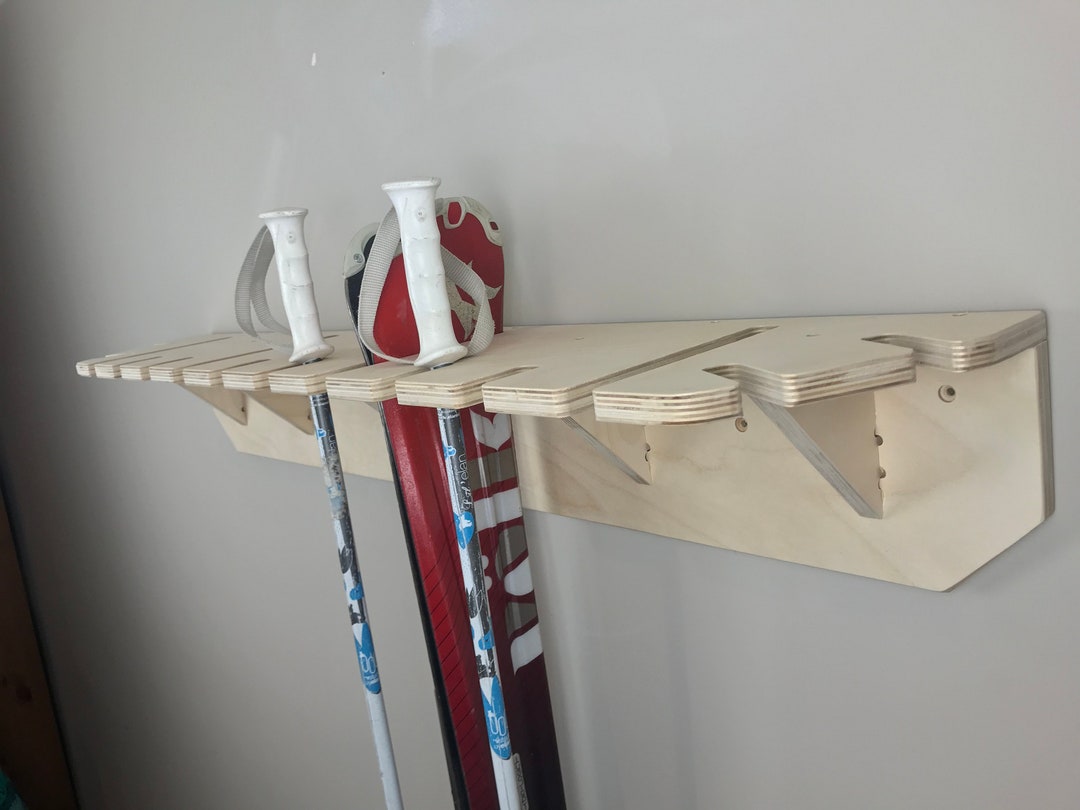 Quadruple Ski Rack Wall Mount / Wooden Ski Storage / Handmade Ski ...