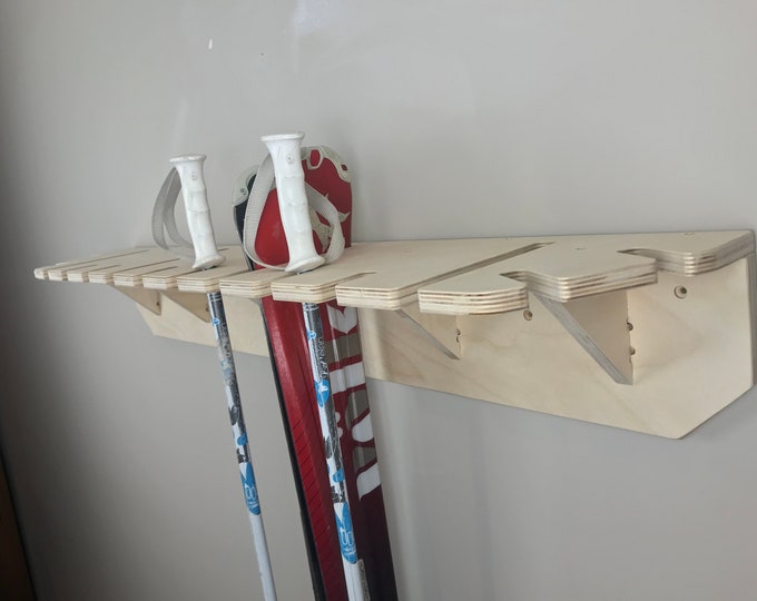 Quadruple Ski Rack Wall Mount / Wooden Ski Storage / Handmade Ski ...