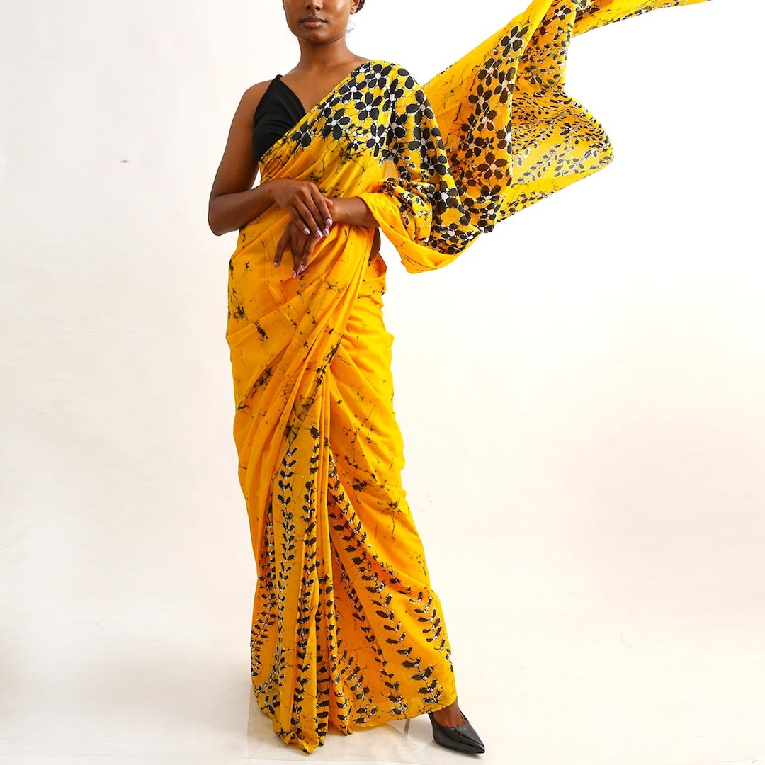 Ceylon Batik Saree Canary Batik Saree Handmade Batik Super - Etsy