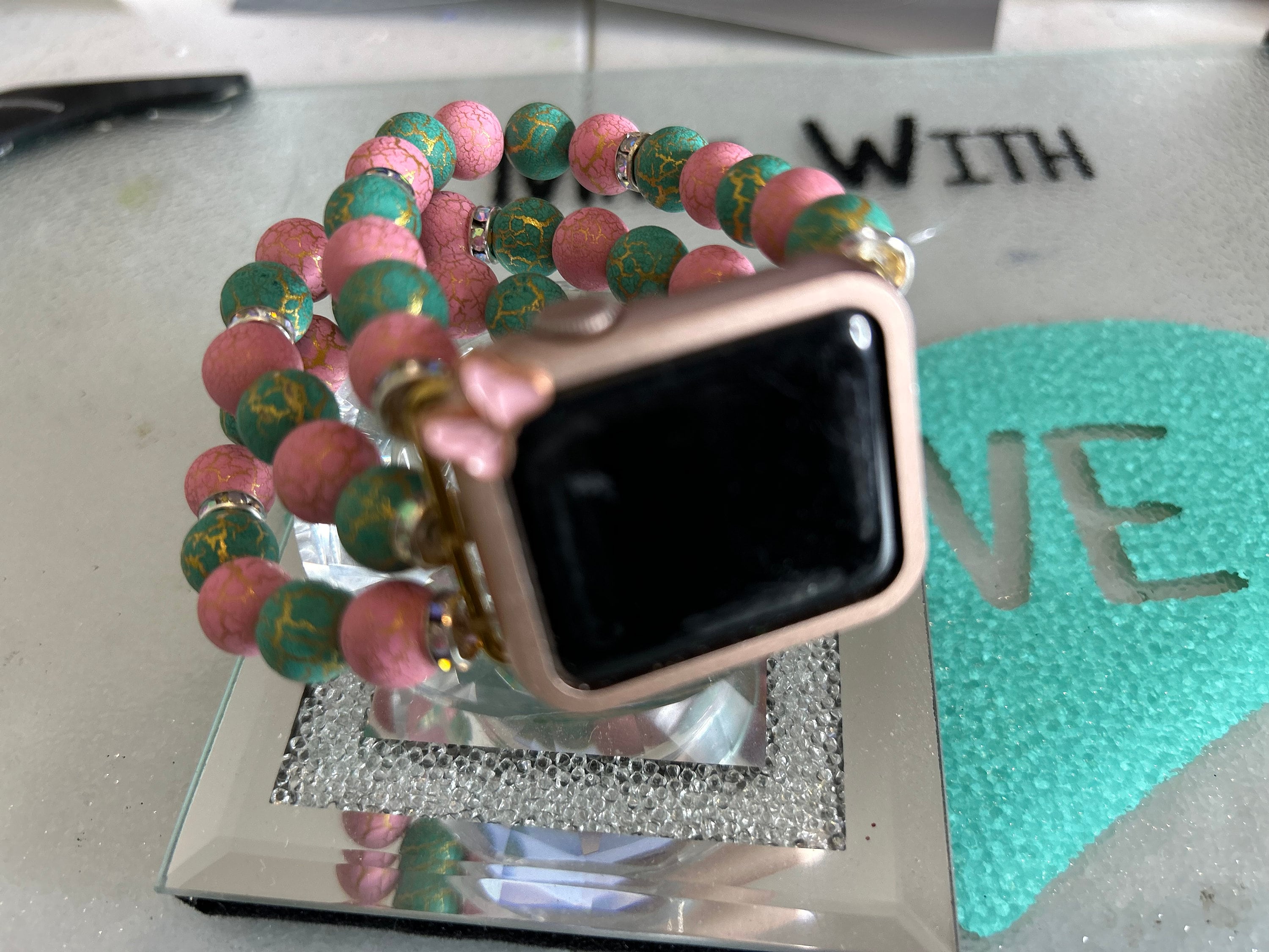 AKA Themed Pink and Green Marble Watch Band - Etsy