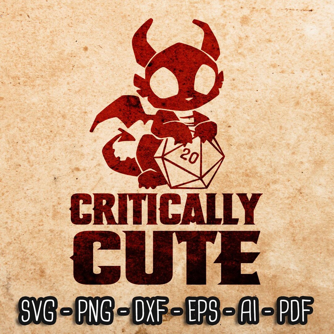 Critically Cute SVG, Cute Little Dragons SVG, Rpg Games, D20 Svg ...