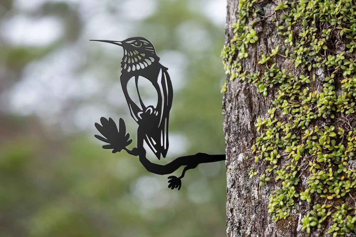 Colibri Tree Spike DXF and SVG Bird on Branche Svg Bird Yard | Etsy