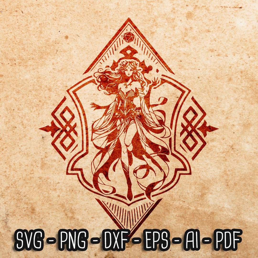 Elf Druid Svg Female Druid, Class Emblem Character, Fantasy Tabletop ...
