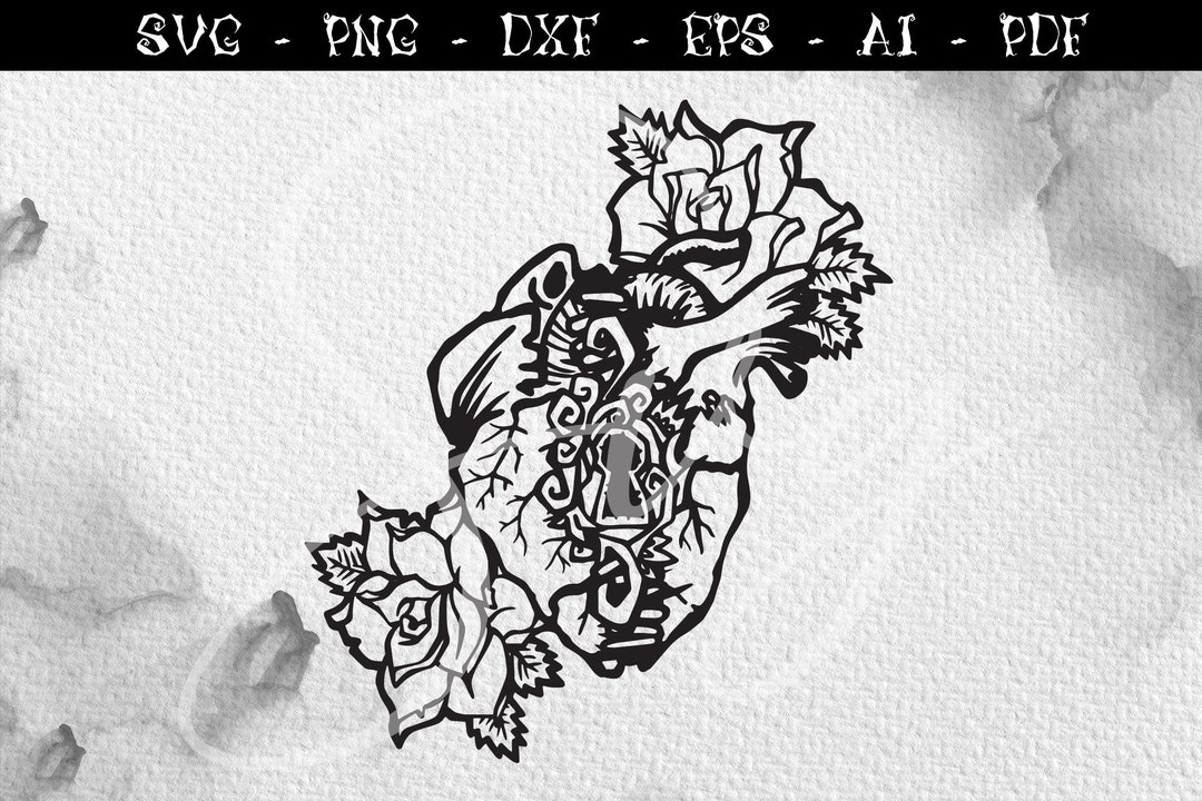 Heart Lock Svg, Gothic Valentine's Day Svg, Valentines Roses Bloom ...