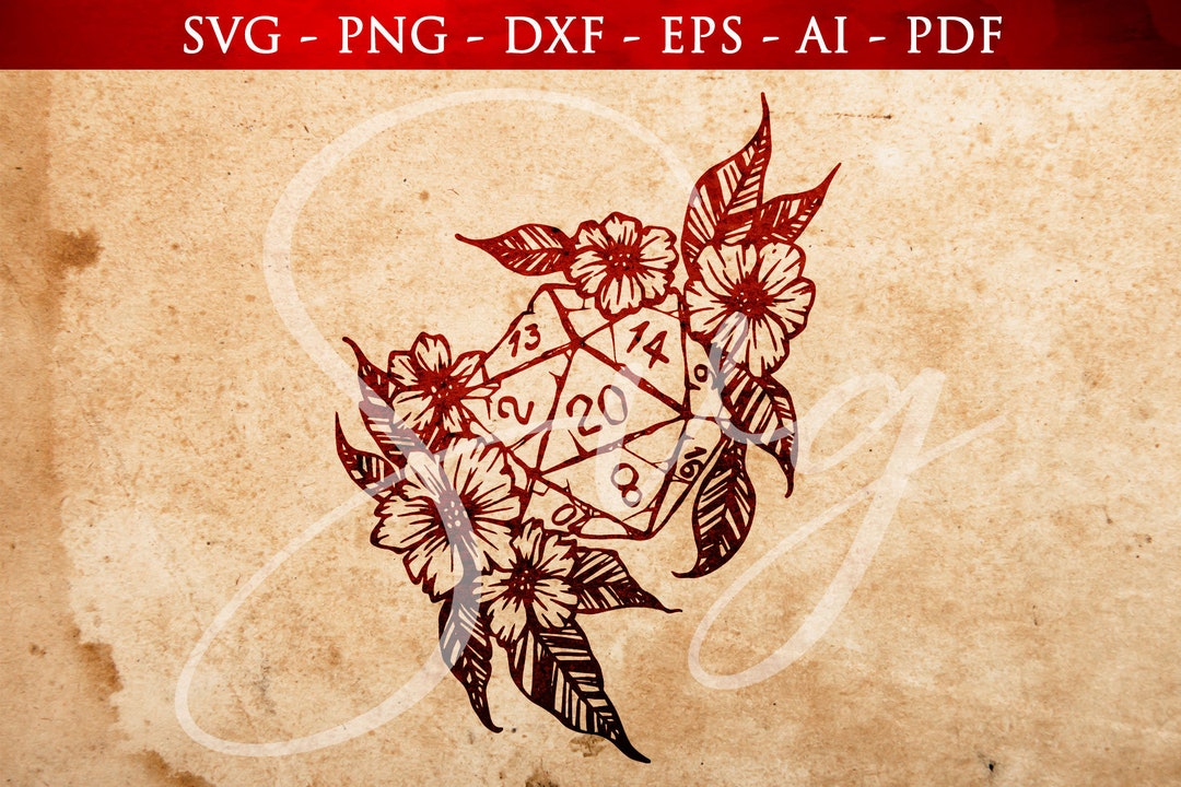 D20 Svg, Flower Dice SVG, Polyhedral Dice Svg, Rpg Games, Role Playing ...