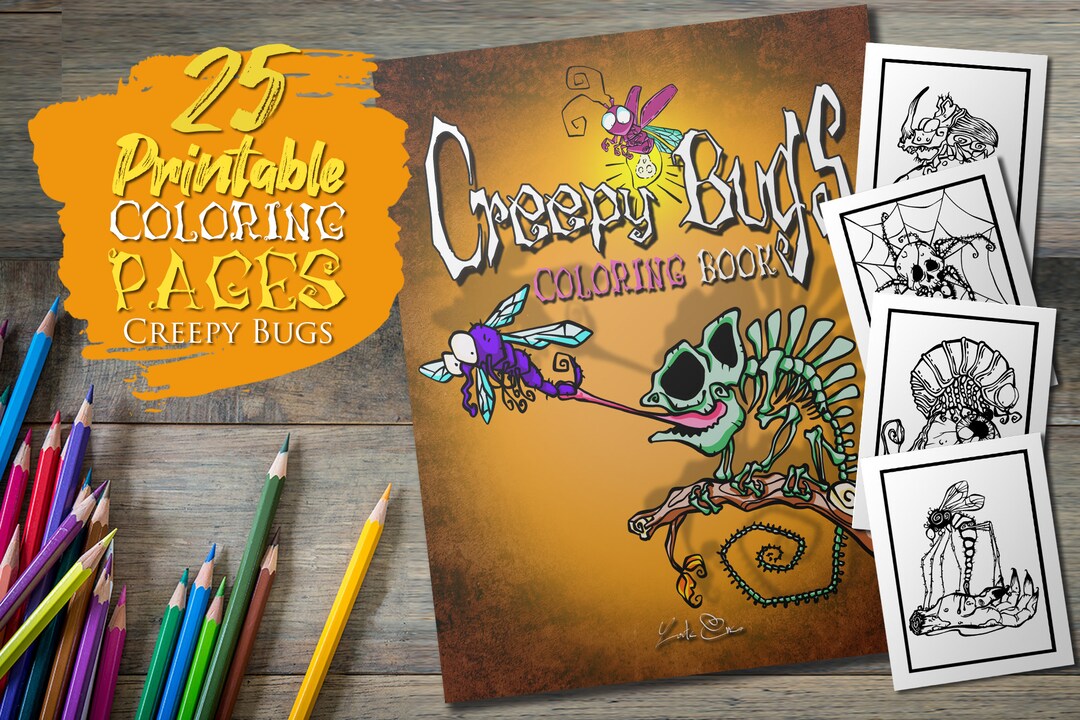 Creepy Bugs Coloring Book: 25 Goth Printable Pages (digital Download ...