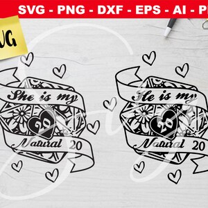 She is My Natural 20, He is My Natural 20, Valentines SVG, Rpg Gift ...