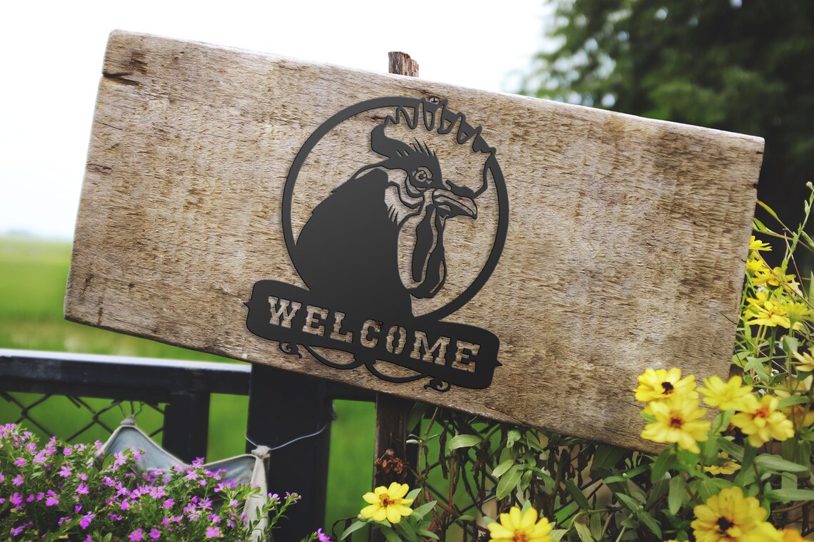 Chicken Welcome Sign SVG DXF: Farmhouse Ranch Decor (digital Files) - Etsy