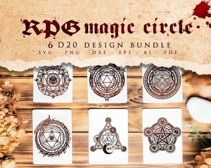 RPG Magic Circle BUNDLE, D20 Svg, RPG Arcane Circle, Polyhedral Dice ...