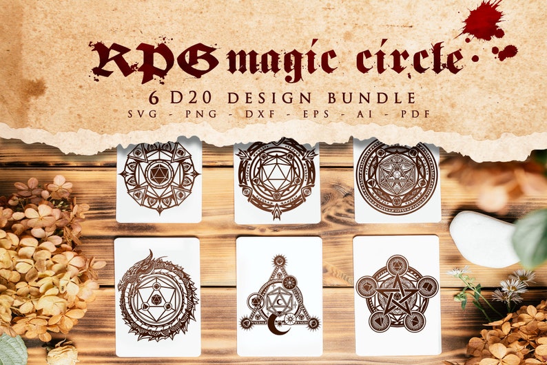 RPG Magic Circle BUNDLE, D20 Svg, RPG Arcane Circle, Polyhedral Dice ...