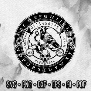 Raven Pendulum Board SVG, Dowsing Divination Message Board, Spirit ...