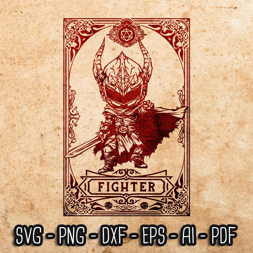 Fighter Tarot Card SVG, Cute Game Character, TTRPG Svg, D20, Rpg Games ...