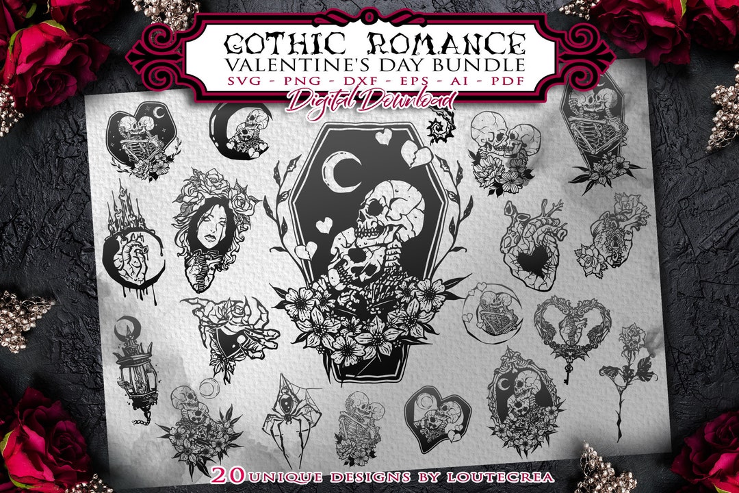 Gothic Romance SVG, Valentine's Day BUNDLE, Skeleton Lovers Svg ...