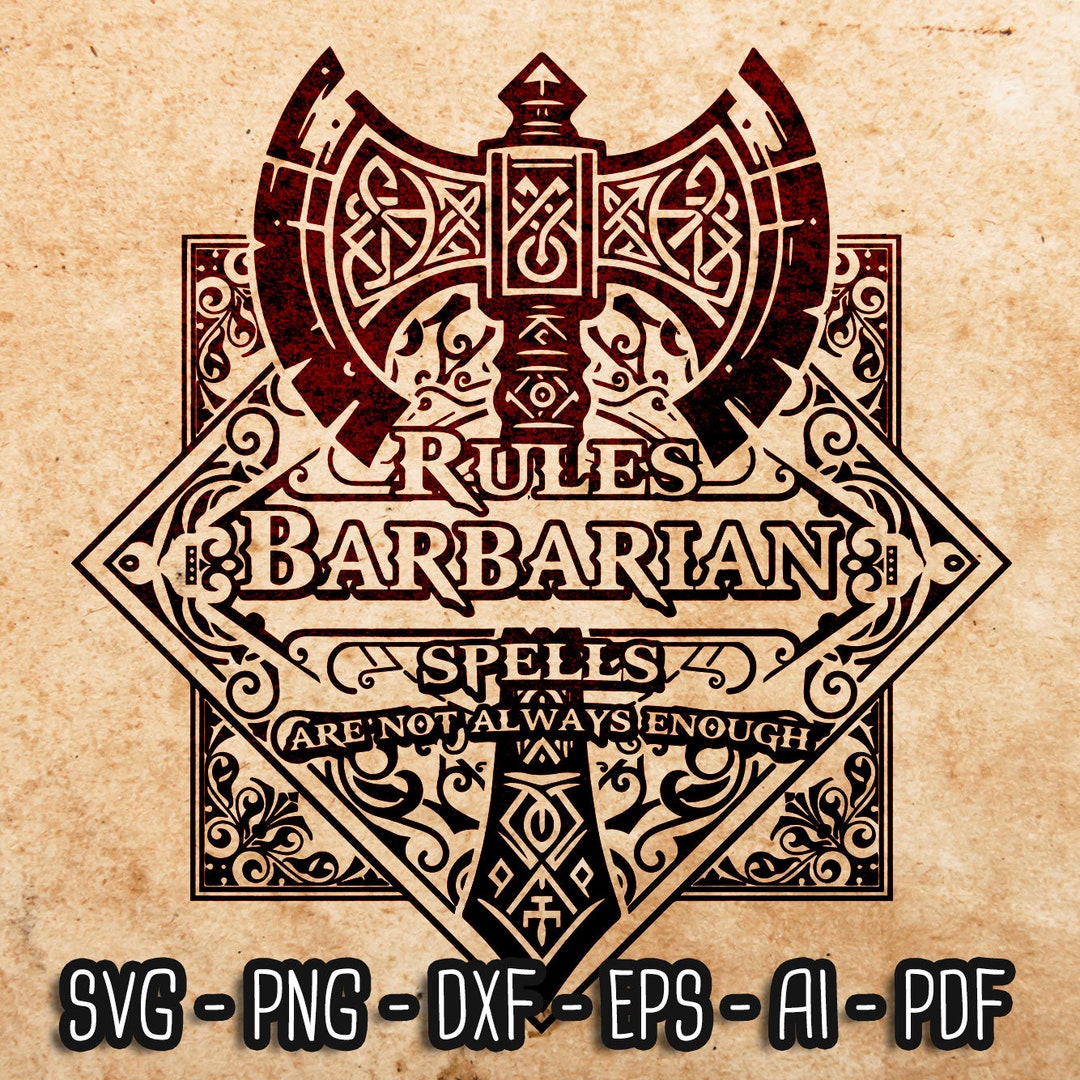 Barbarian Rules SVG RPG Class Emblem D20 Rpg Games Svg - Etsy