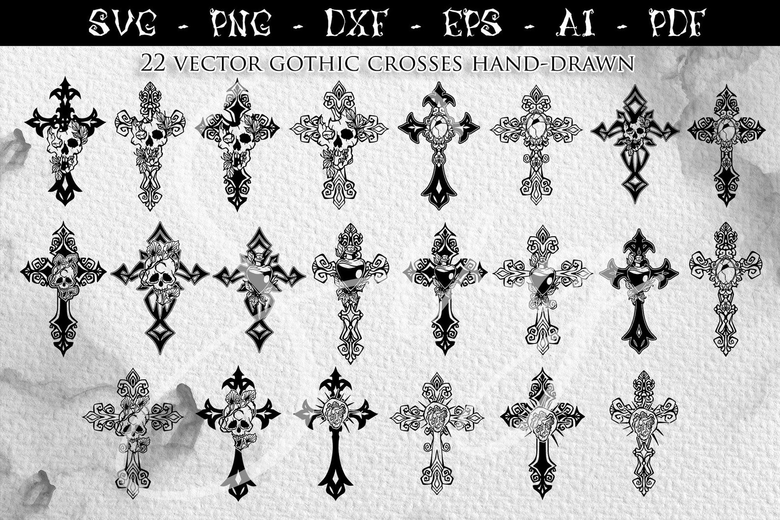 Gothic Cross Bundle Svg Gothic SVG Cross Svg Rustic Cross - Etsy