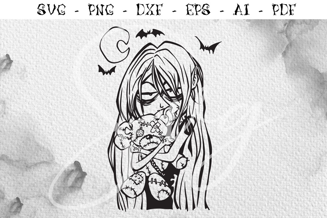 Gothic Svg, Vampire Girl SVG, Creepy Girl Svg, Spooky, Bats, Goth ...