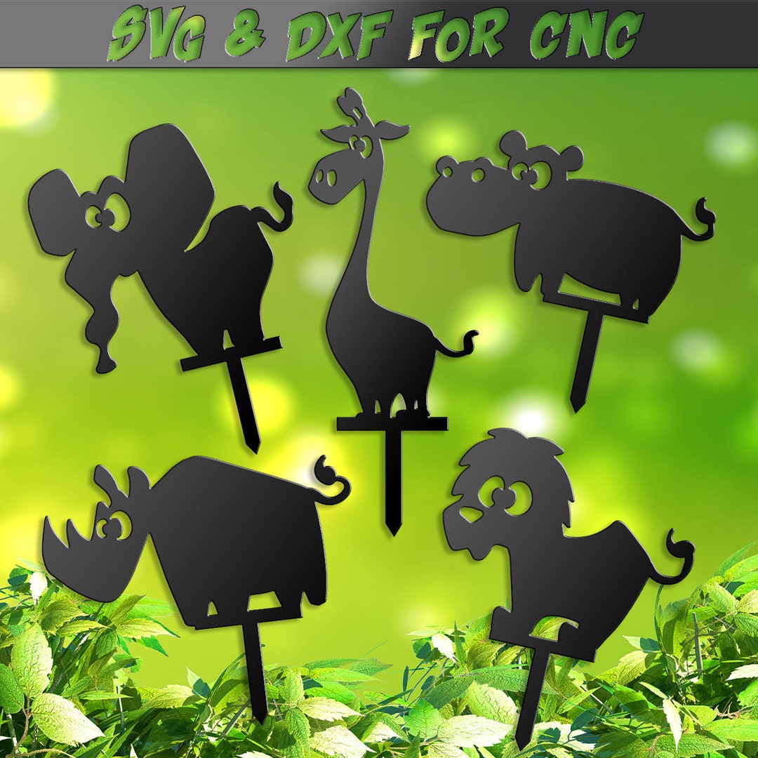 Safari Animals Garden Stakes SVG & DXF, Jungle CNC Files for Garden ...