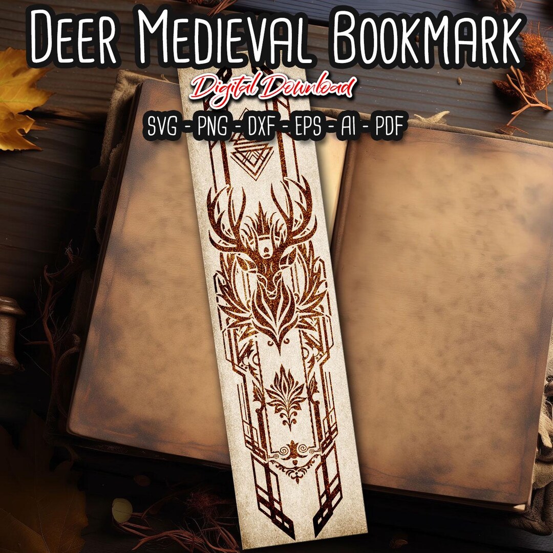 Deer Medieval Bookmark SVG: Fantasy Bookish Gift (digital Files) - Etsy