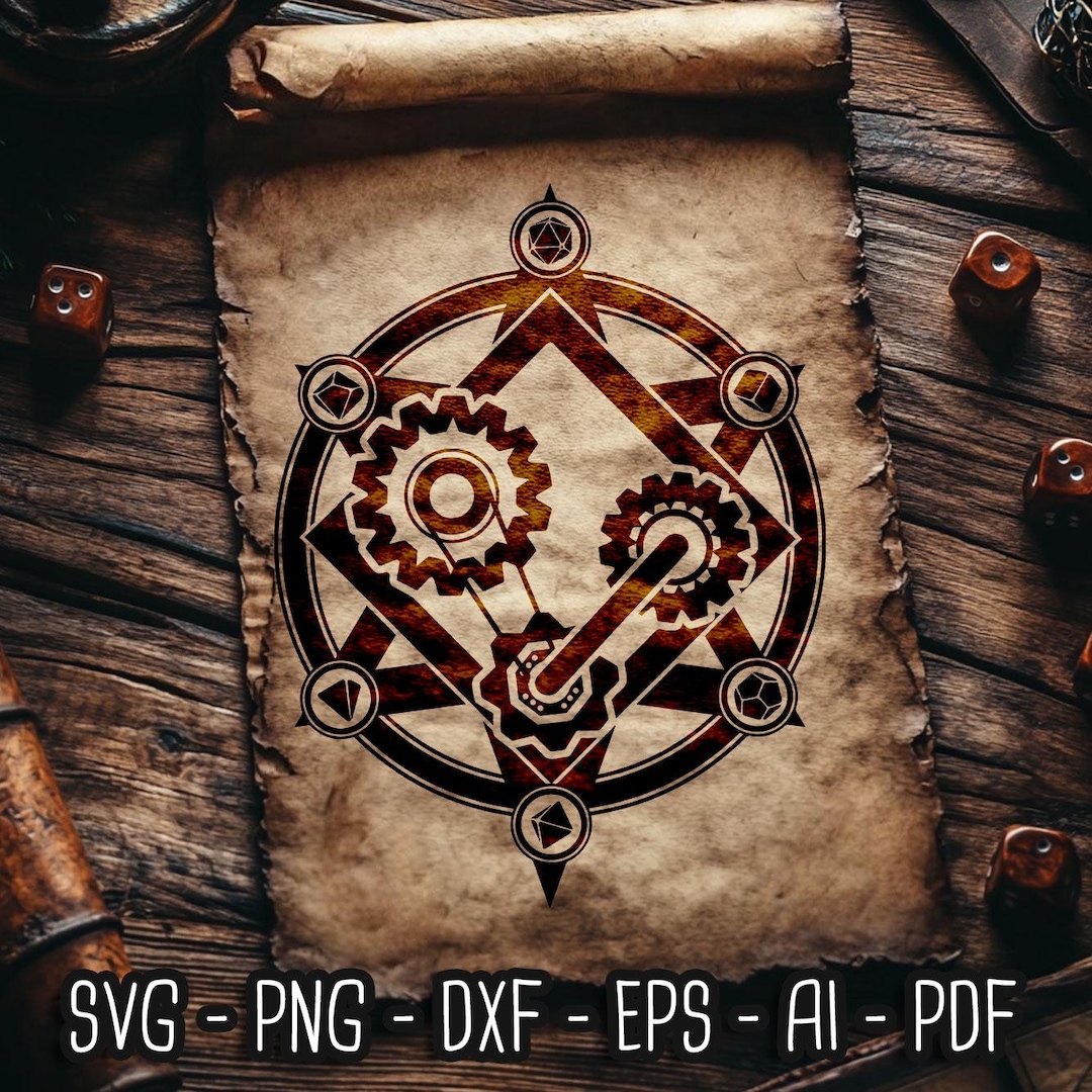 Artificer Magic Circle Emblem SVG, D20 Svg, RPG Polyhedral Dice Svg ...