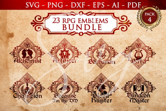 RPG Class Emblems Bundle PACK 4 D20 Rpg Games Svg - Etsy