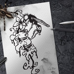 Creepy Wasp SVG, Wasp on a Scary Zombie Flower, Goth Svg, Halloween ...