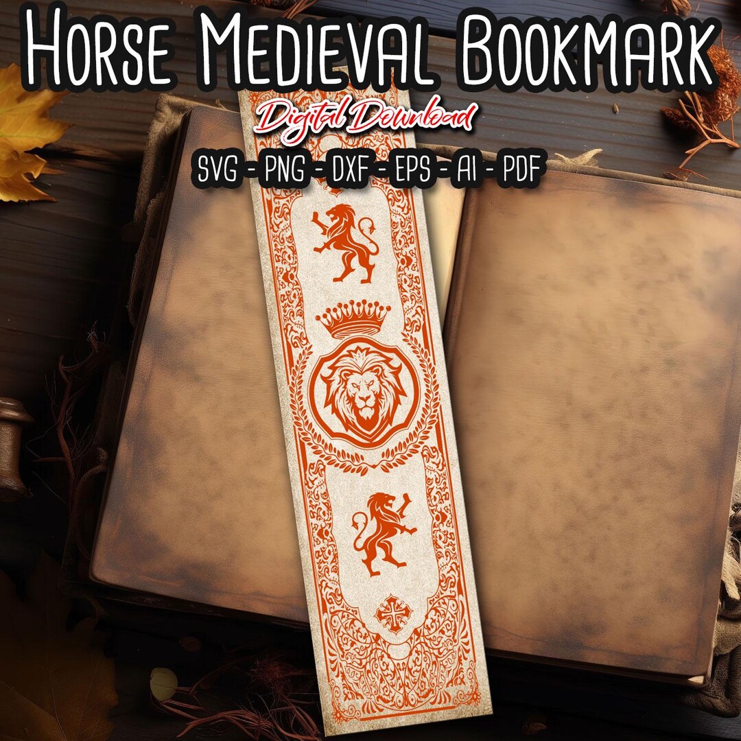 Lion Medieval Bookmark SVG: Fantasy Bookish Gift (digital Files) - Etsy