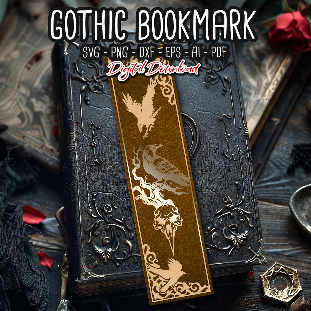 Gothic Bookmark SVG, Raven Bookmark Svg, Witchy Bookmark, Spooky ...
